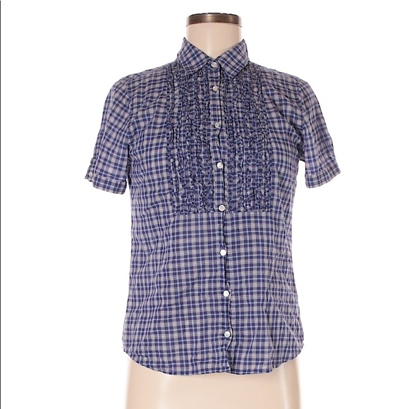 J. Crew | Tops | Jcrew Plaid Ruffle Button Down Top | Poshmark